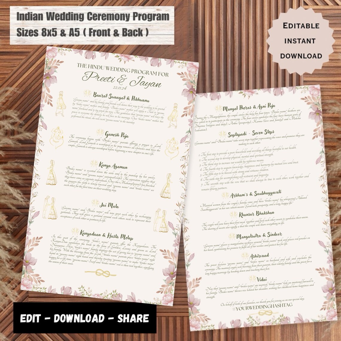 Hindu Wedding Program & Indian Wedding Program, Gujarati Wedding ...