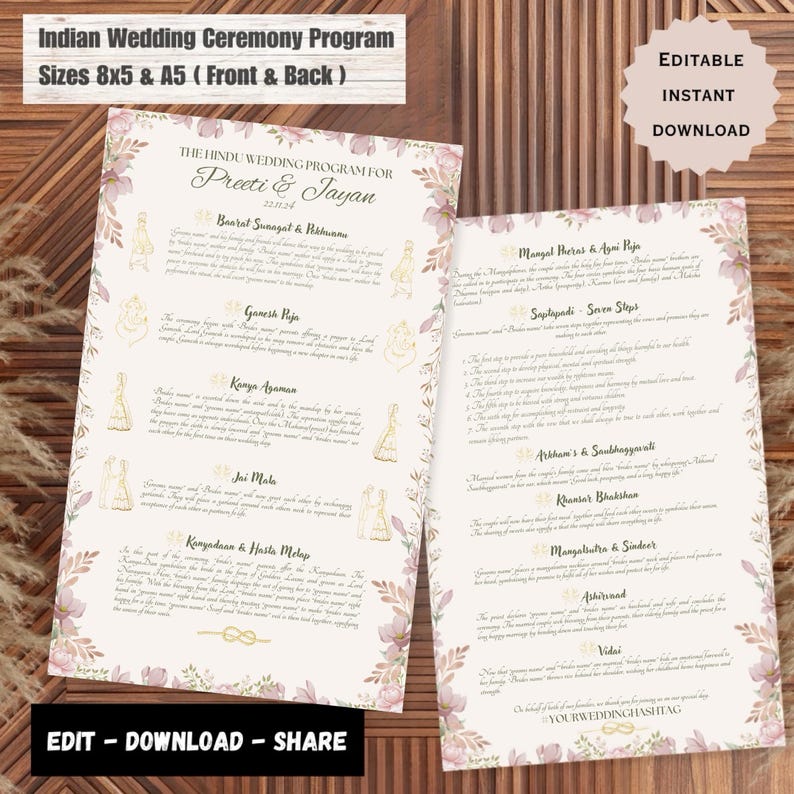 Hindu Wedding Program & Indian Wedding Program, Gujarati Wedding ...