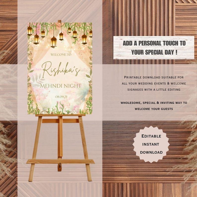 Bright Mehndi Welcome Sign, Mehndi Sign and Haldi Sign, Sangeet Welcome ...