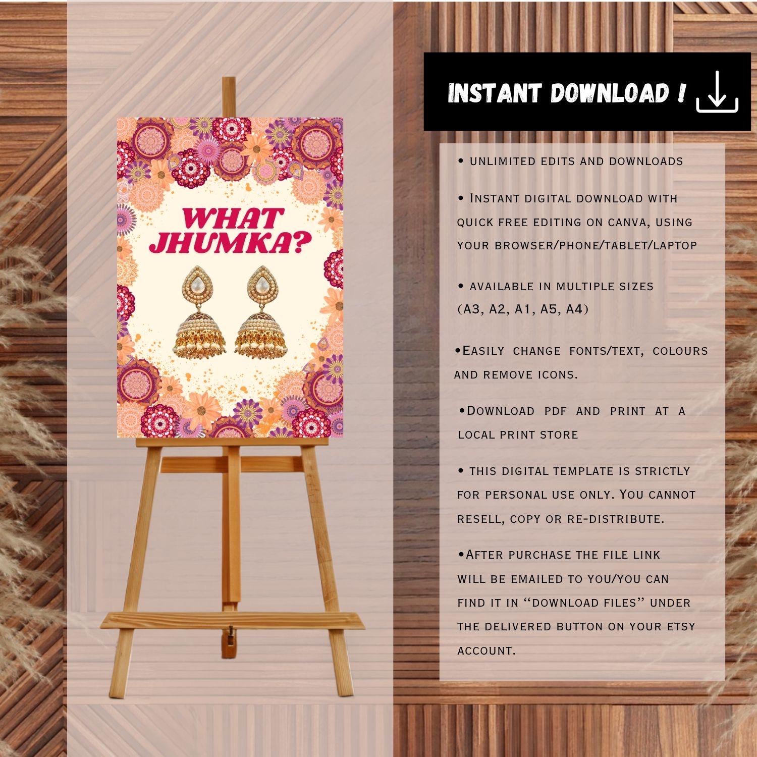 What Jhumja Sign, Mehndi Table Decor, Jhumja Bar Sign, Sangeet Decor ...