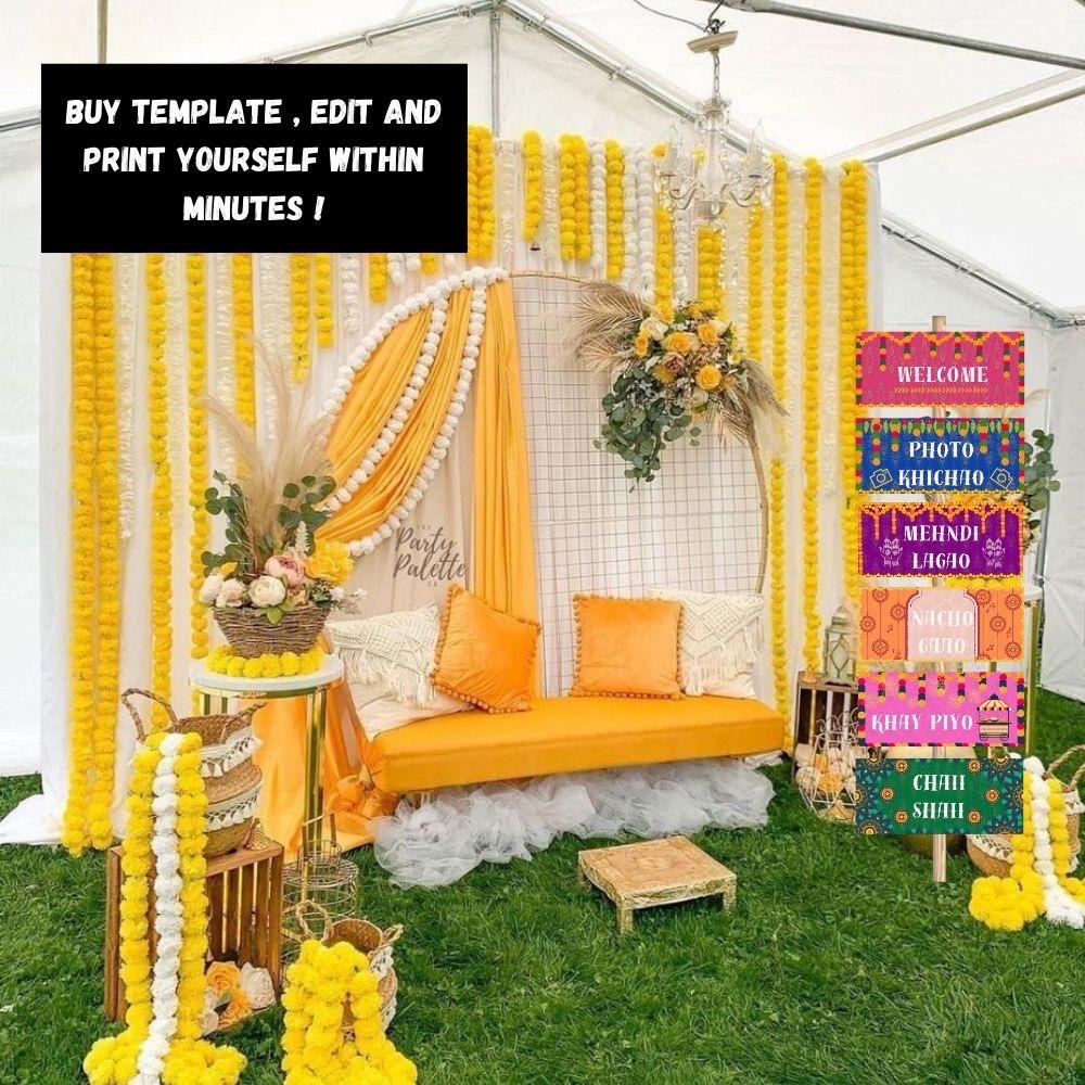 Mehndi Decor Sign as a Indian Wedding Welcome Sign, Dholki Sign, Mehndi ...