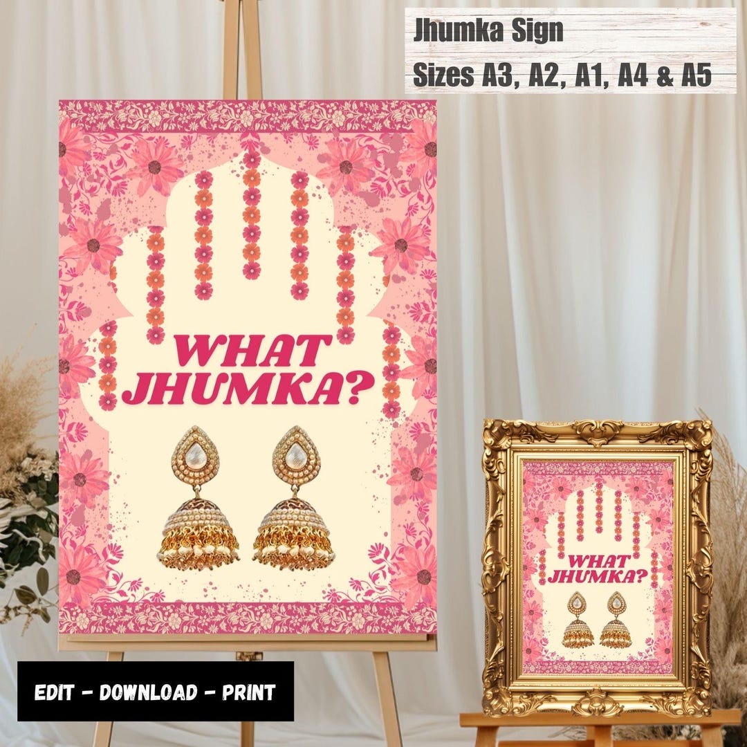 What Jhumja Sign, Mehndi Table Decor, Jhumja Bar Sign, Sangeet Decor ...