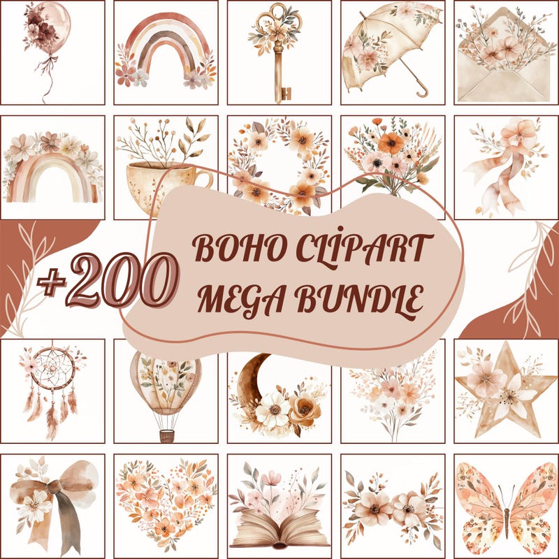Boho Clipart - Etsy
