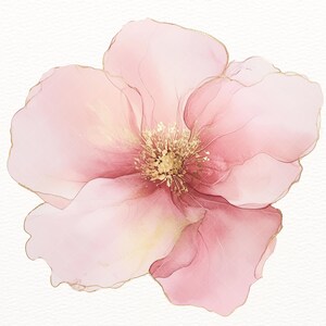 Abstract Flowers Clipart, Pink Gold Flower, Watercolor Floral PNG ...