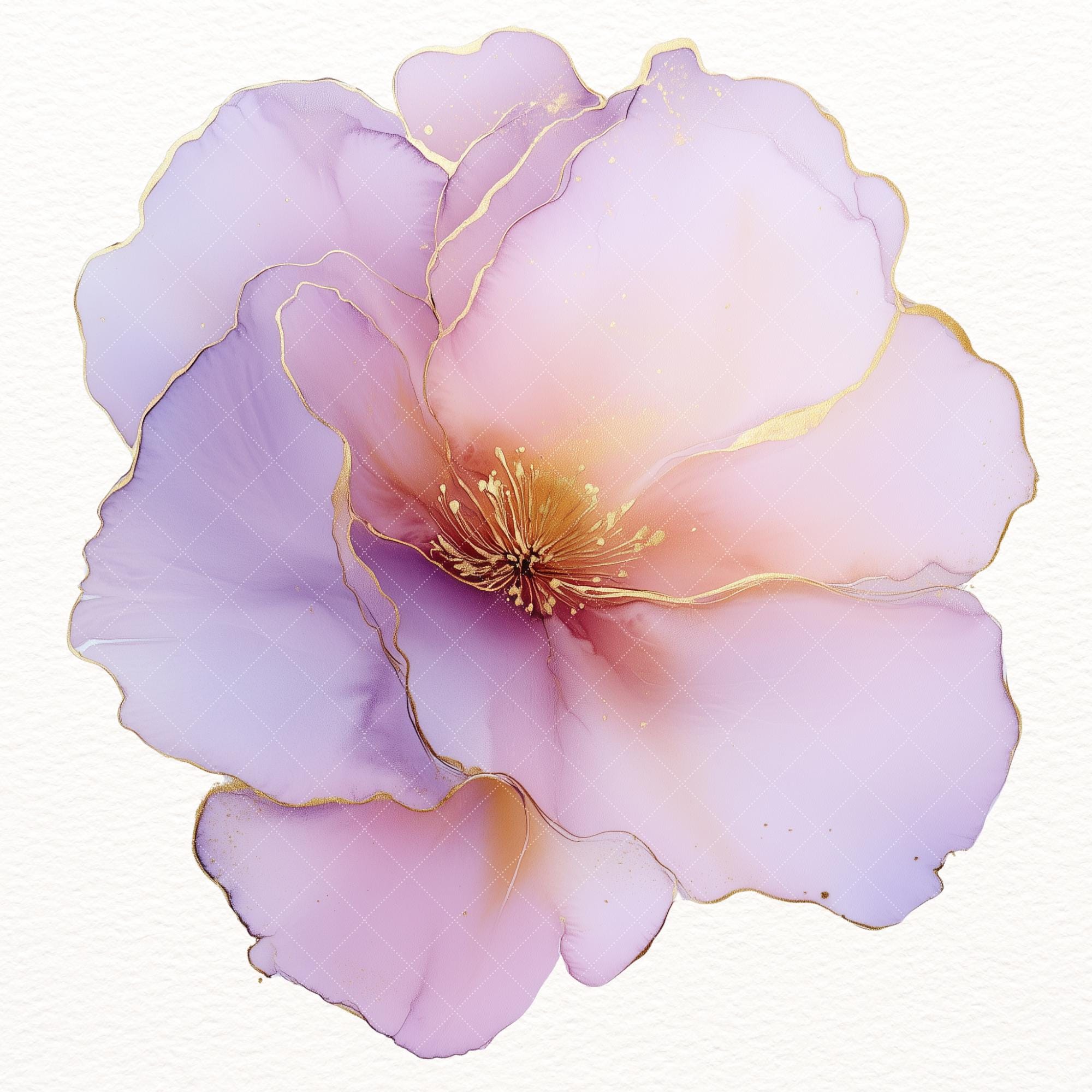 Abstract Flowers Clipart, Pink Gold Flower, Watercolor Floral PNG ...