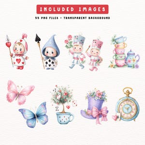 Alice in Wonderland Clipart, Watercolor PNG, Mad Hatter, White Rabbit ...
