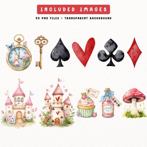 Alice in Wonderland Clipart, Watercolor PNG, Mad Hatter, White Rabbit ...
