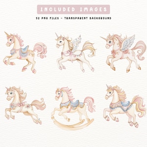 Carousel Watercolor Clipart, Baby Shower Art, Nursery Decor, Carnival ...