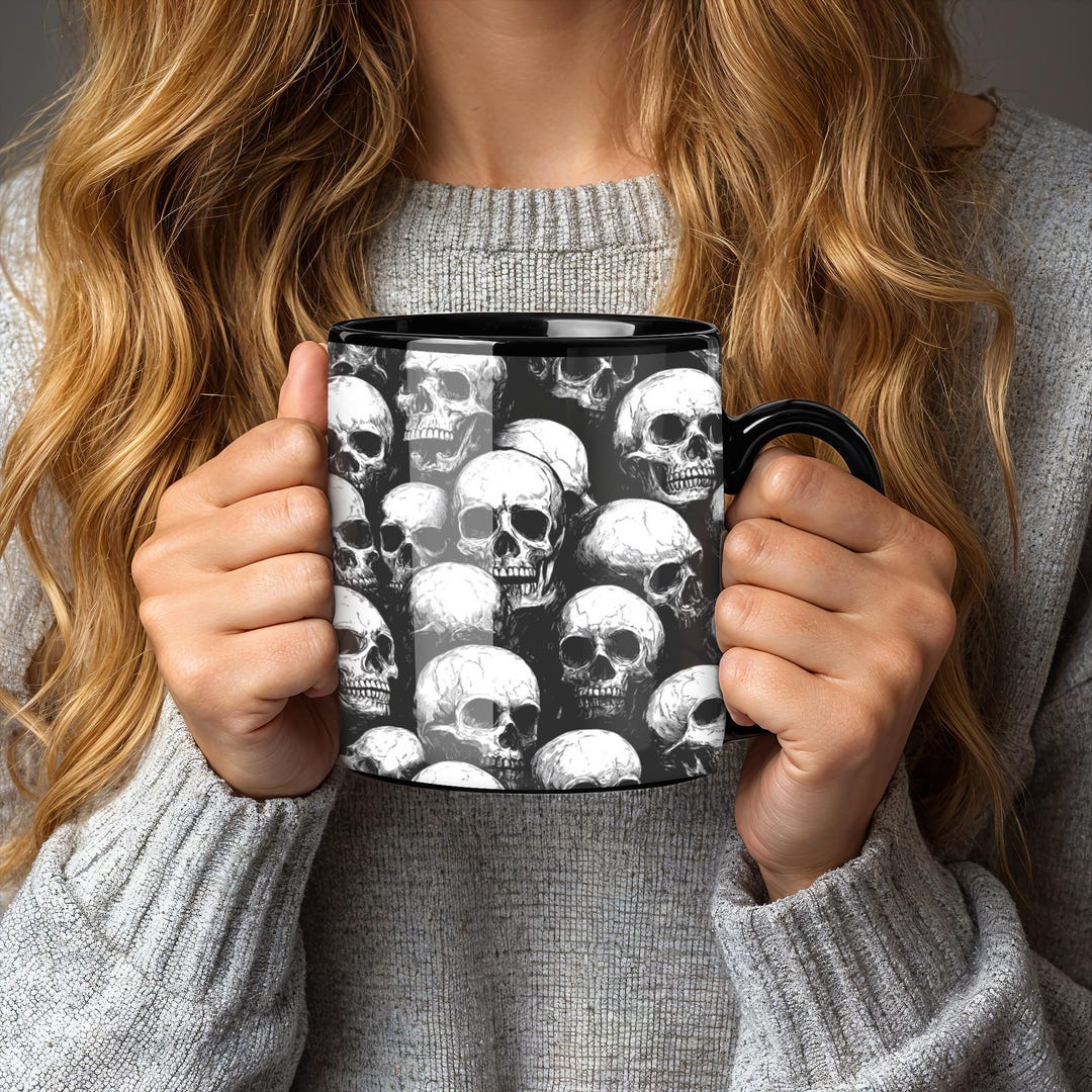Skull Library Coffee Mug Dark Academia Gothic Mug Spooky Skull Library ...