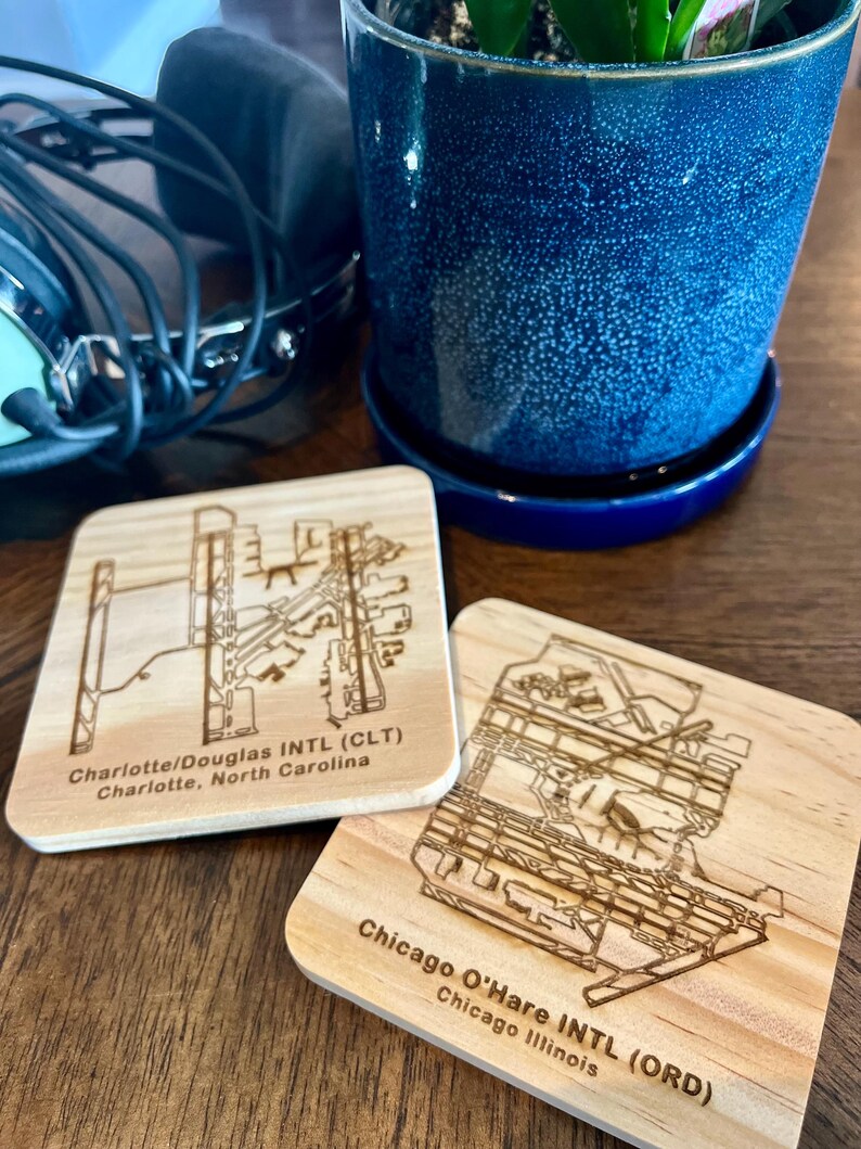Airport Diagram Wood Coasters - Set of 2 - Etsy