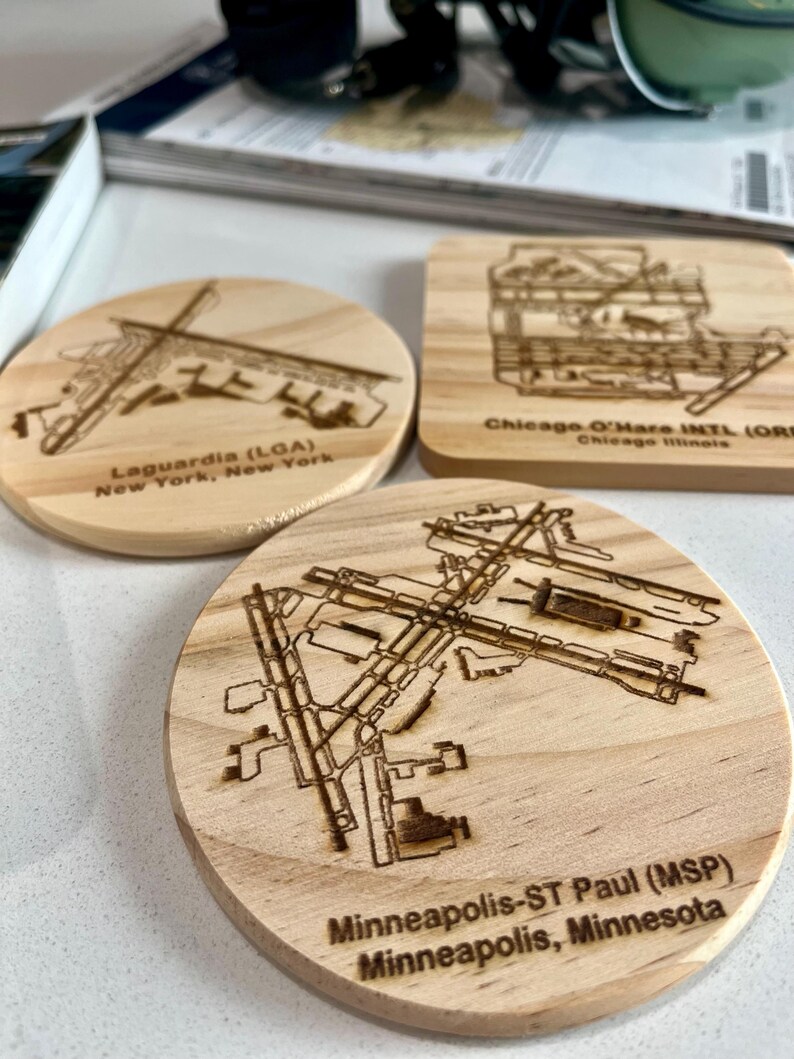 Airport Diagram Wood Coasters - Set of 2 - Etsy