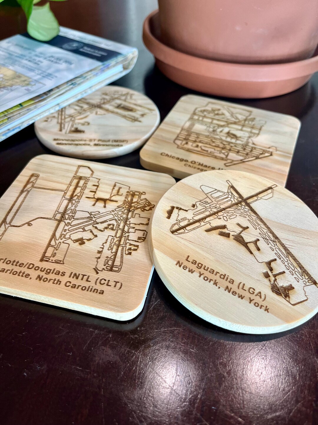 Airport Diagram Wood Coasters - Set of 2 - Etsy