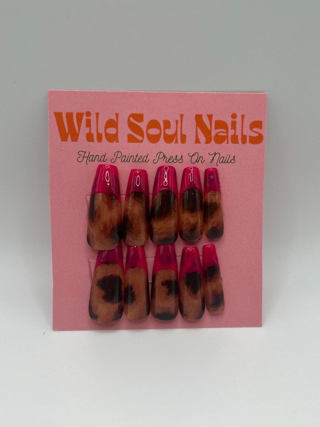 Tortoise Shell French Tip Hand Painted Press on Nails - Etsy