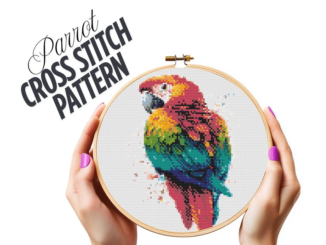 Parrot Cross Stitch Pattern – Instant PDF Download Colorful Parrot ...