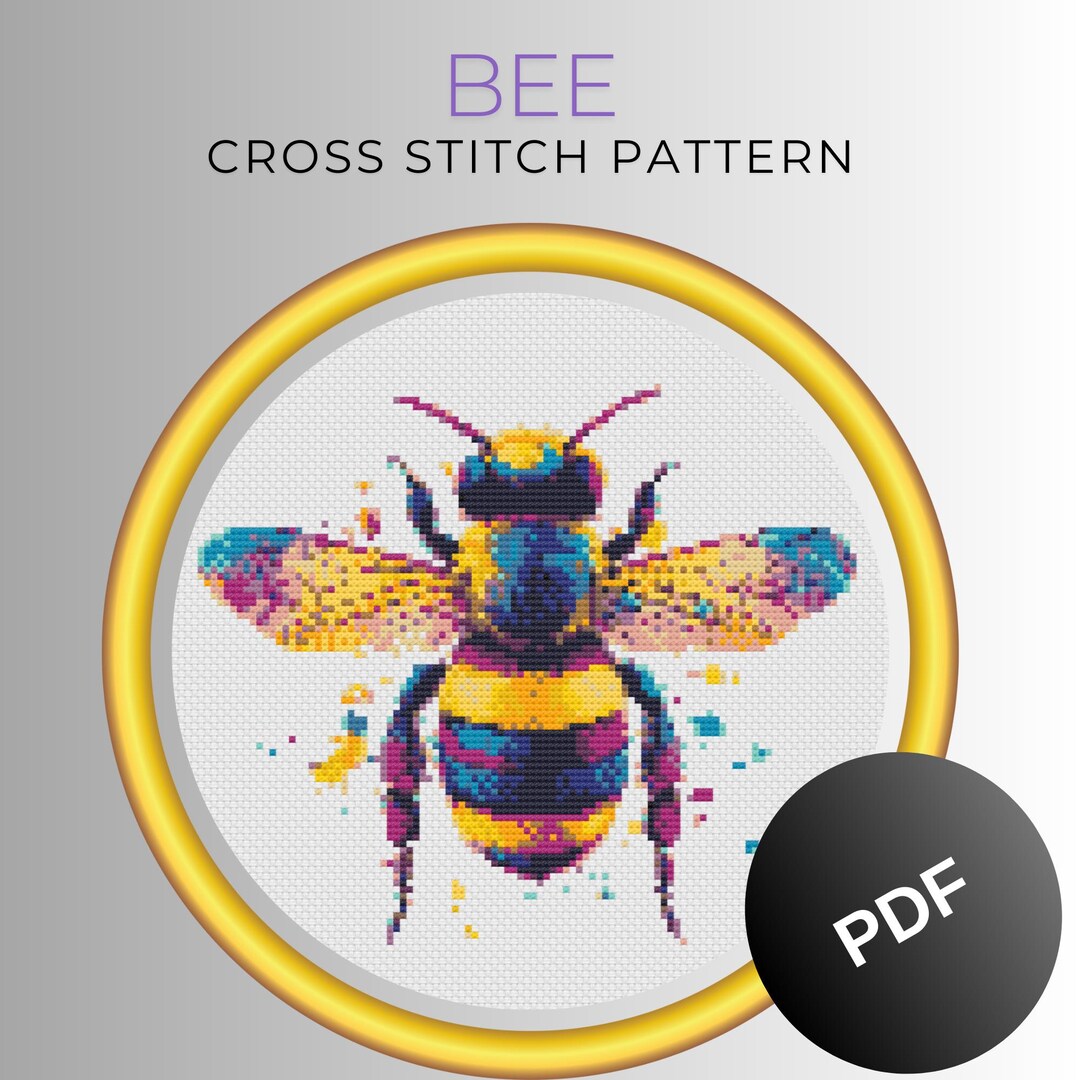 Bee Cross Stitch Pattern | PDF Embroidery Design;honeybee Cross Stitch ...