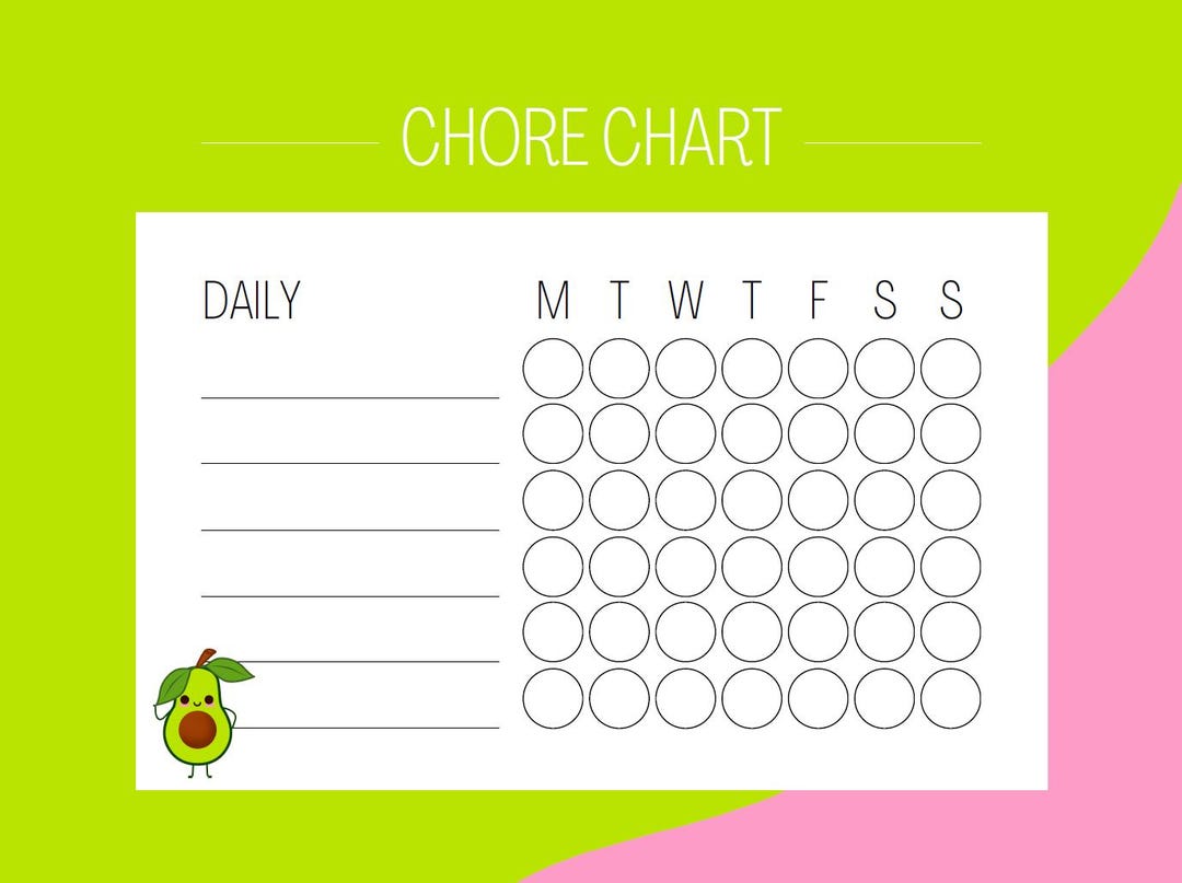 Colorful Fruit Character Chore Chart I Cute Kids Chore Chart Printable ...