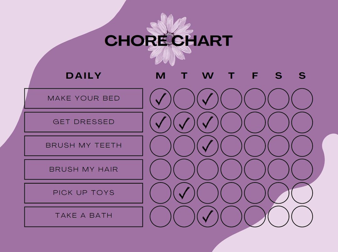 Fill-in Weekly Chore Chart Colorful Printable Kids Chore Tracker ...
