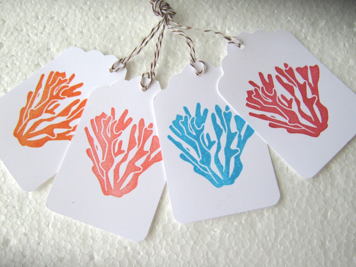 Coral Beach Wedding Gift Tags - Etsy