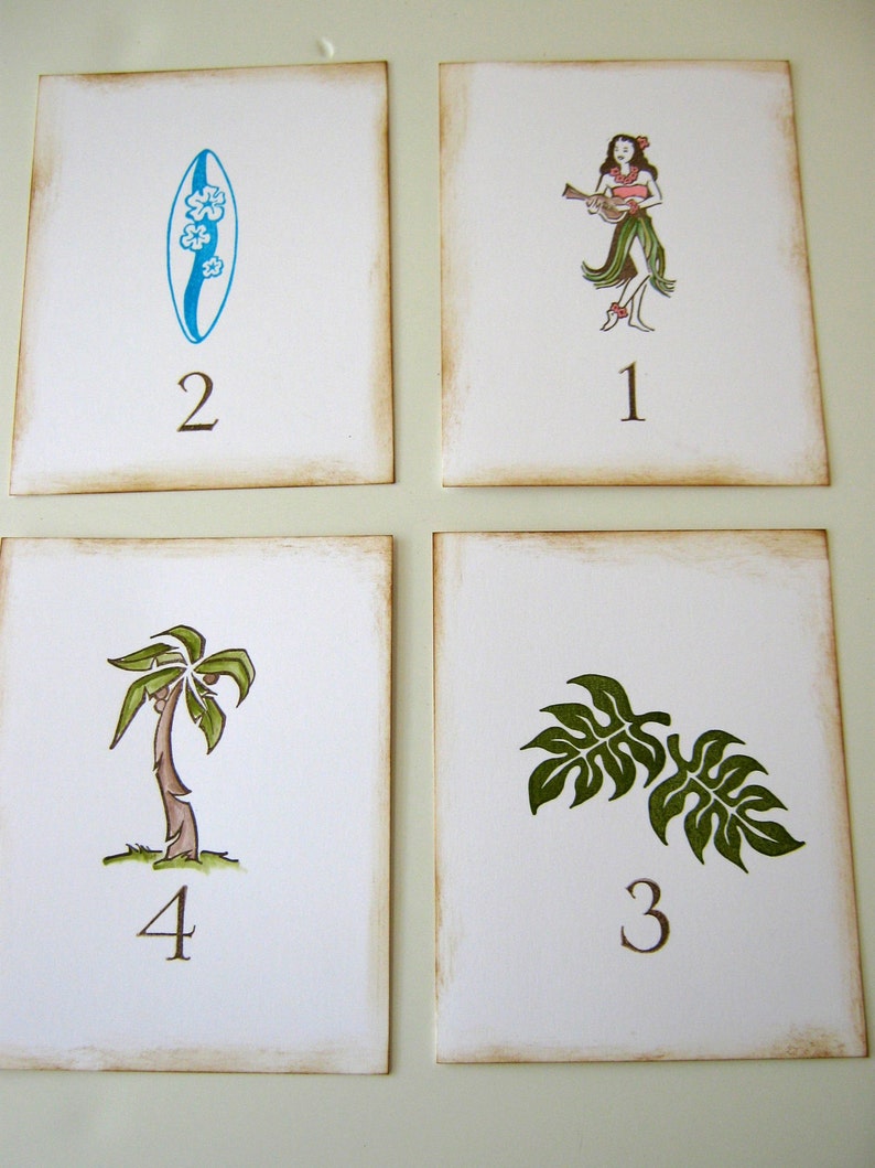 Tropical Hawaii Wedding Table Numbers, Set of 10 - Etsy