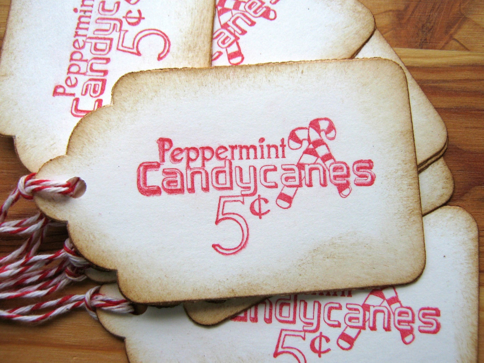 Candy Cane Christmas Gift Tags, Red - Etsy