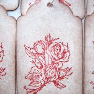 Red Rose Tags Set of 6 - Etsy