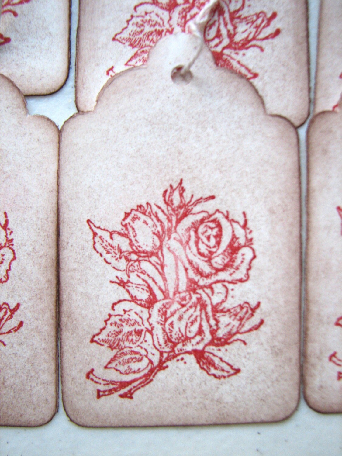 Red Rose Tags Set of 6 - Etsy