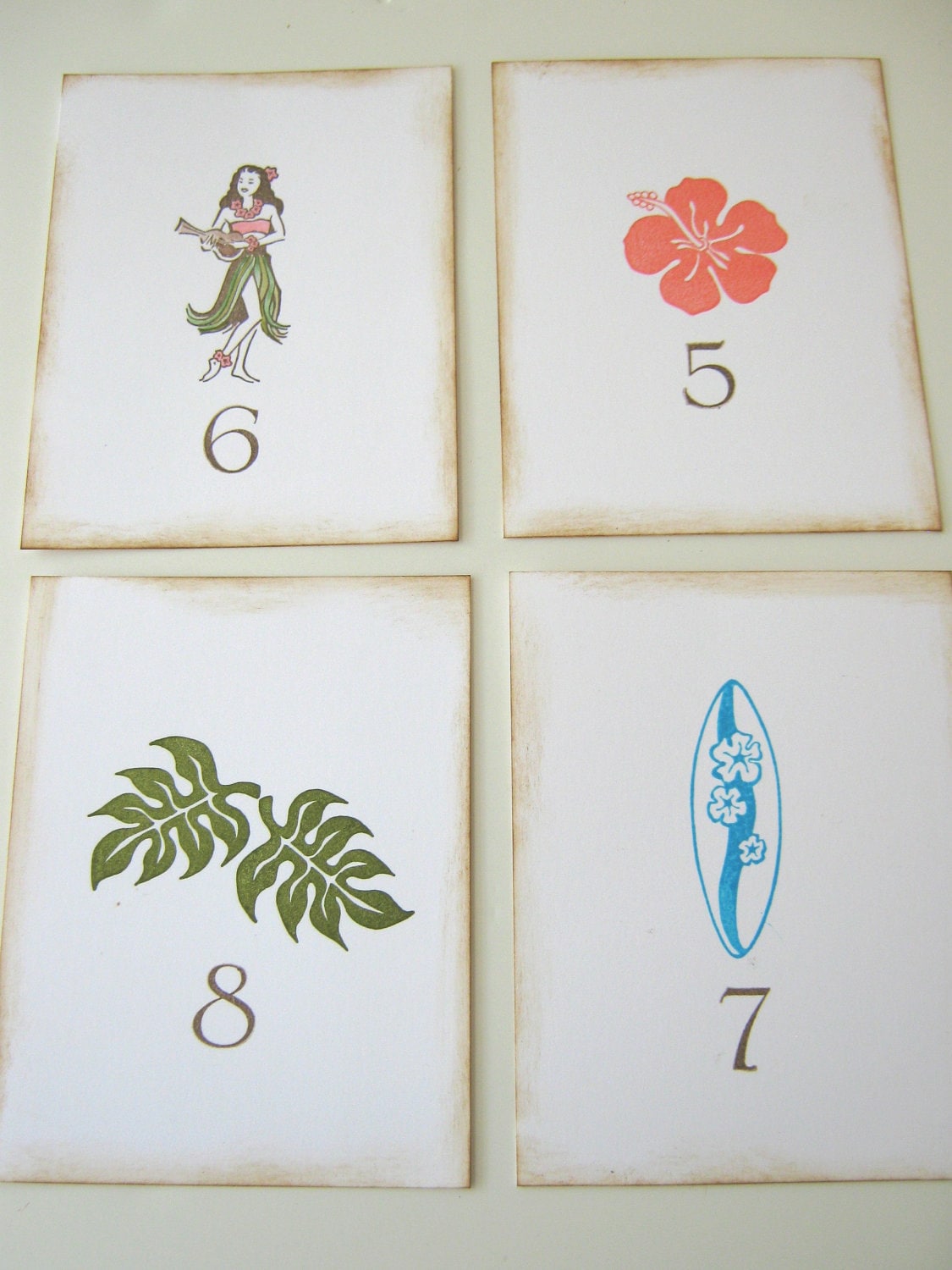 Tropical Hawaii Wedding Table Numbers, Set of 10 - Etsy