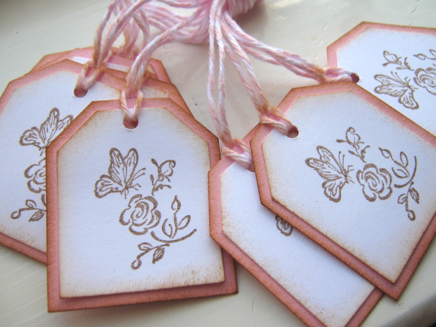 Pink Butterfly and Rose Mini Gift Tags - Etsy
