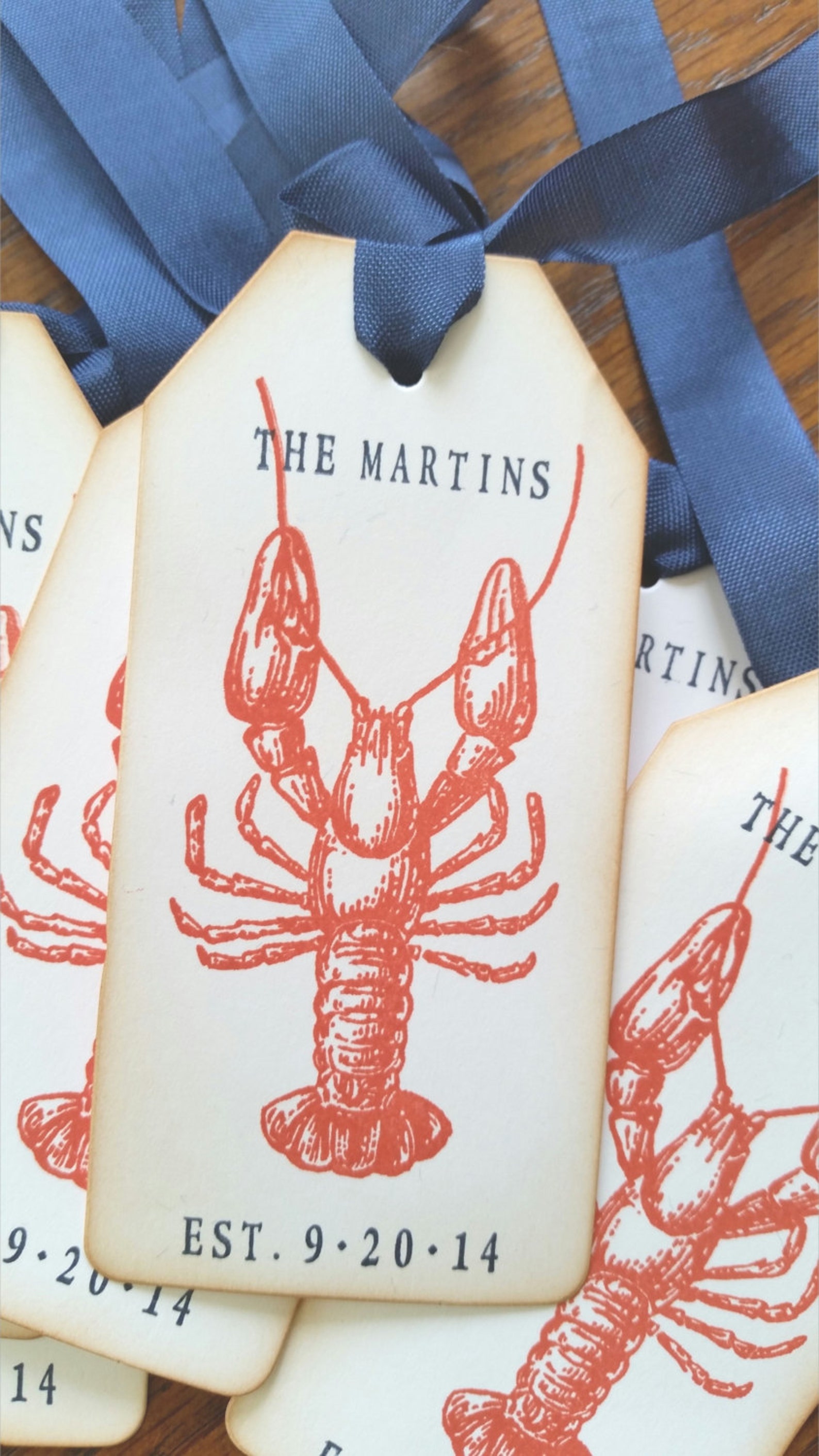 Lobster Gift Tags, Lobster Wedding Tags, Est 2014 Gift Tags, Wedding ...