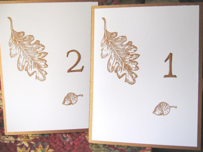 Fall Table Numbers, Autumn Leaf and Acorn Wedding Numbers, Thanksgiving ...
