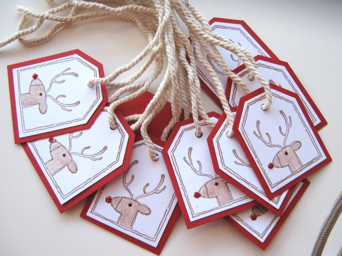 Mini Rudolph Reindeer Christmas Gift Tags - Etsy