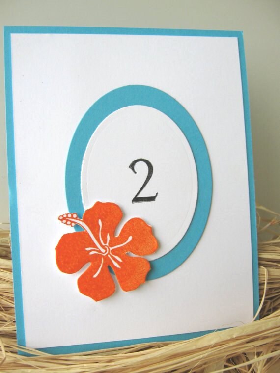 Tropical Wedding Table Numbers, Hibiscus, Hawaii Wedding Table Numbers ...