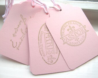 Eiffel Tower French Paris Gift Tags Pink Butterfly | Etsy