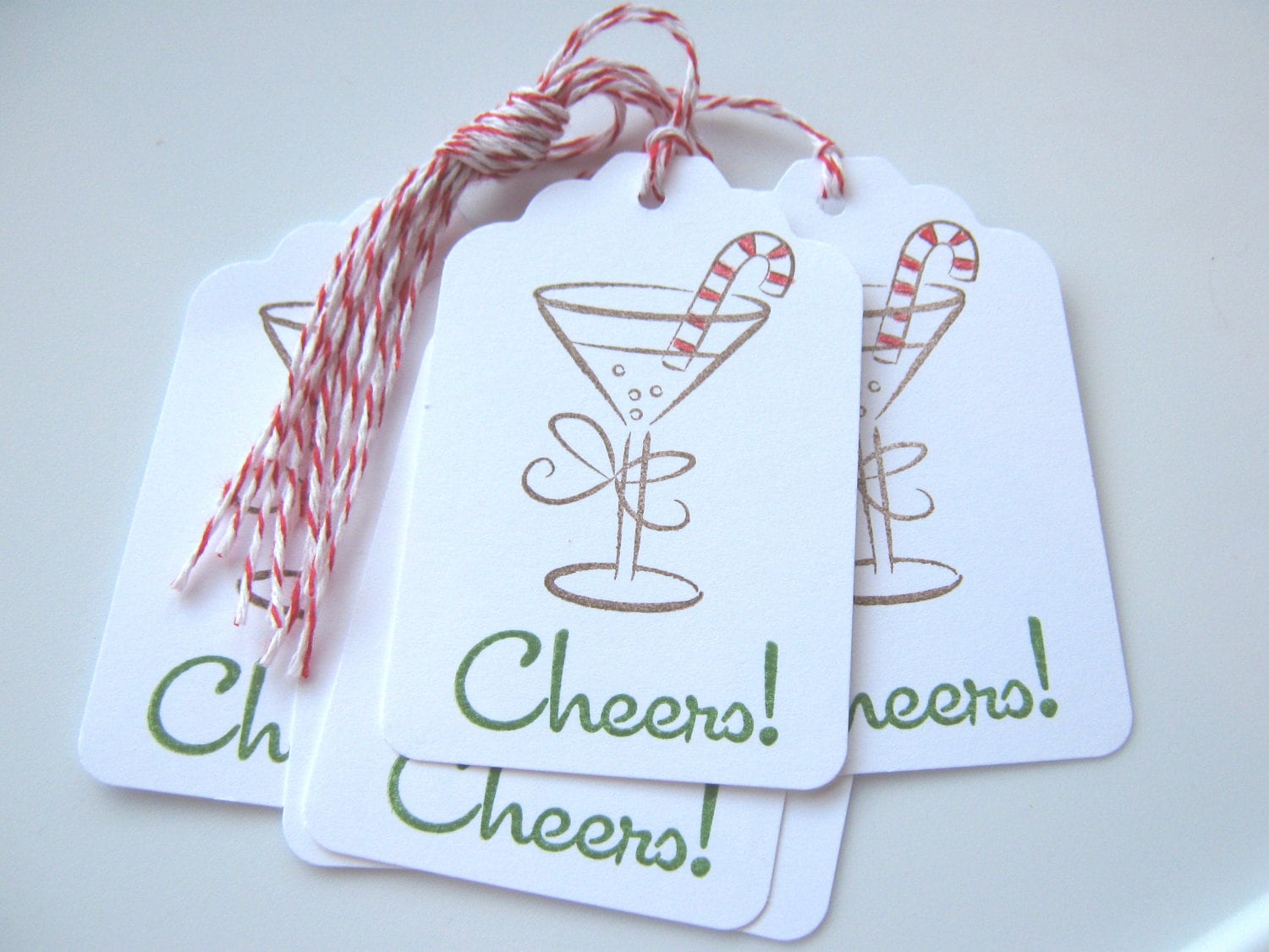 Holiday Cheer, Cocktail Candy Cane Christmas Gift Tags - Etsy