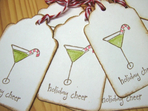 Holiday Cheer Cocktail Candy Cane Christmas Gift Tags | Etsy