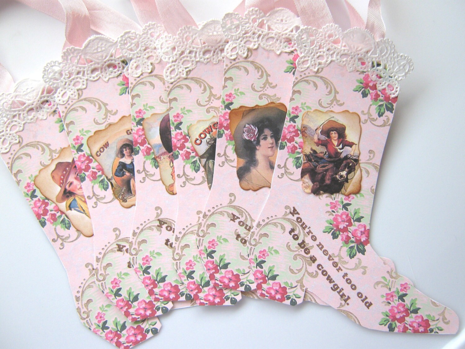 Shabby Pink Cowgirl Boot Gift Tags, Cowboy Boot Tags - Etsy