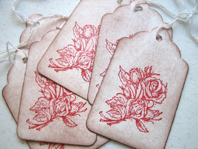 Red Rose Tags Set of 6 - Etsy