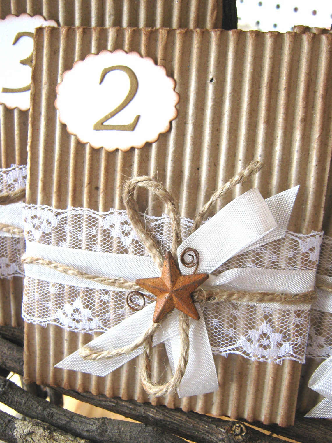 Rustic Table Numbers, Lace, Rusty Star and Rope, Weddingtable Numbers ...