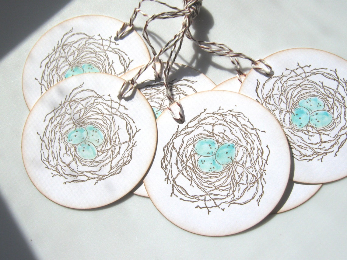 Spring Nest Gift Tags, Birdsnest Gift Tags, Nest With Blue Eggs - Etsy