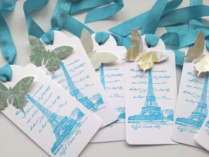 Eiffel Tower, French, Paris Gift Tags, Pink, Butterfly - Etsy