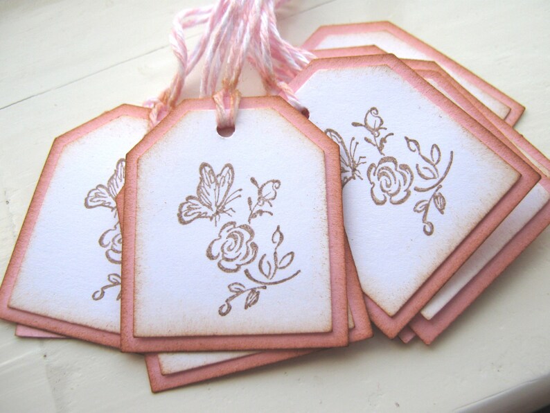 Pink Butterfly and Rose Mini Gift Tags - Etsy