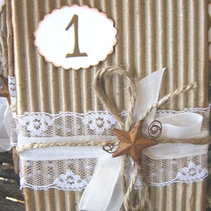 Rustic Table Numbers, Lace, Rusty Star and Rope, Weddingtable Numbers ...