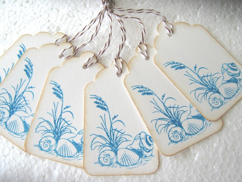 Seashell and Beach Grass Gift Tags - Etsy