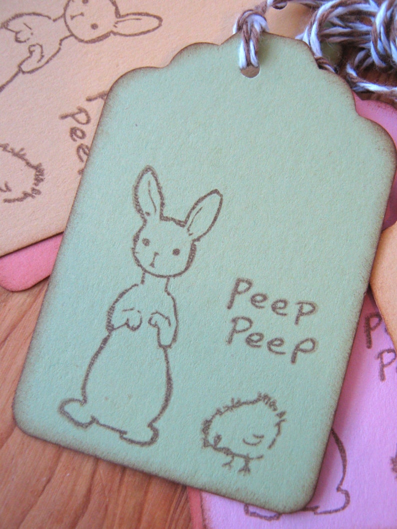 Easter Bunny and Chicken Peep Gift Tags - Etsy