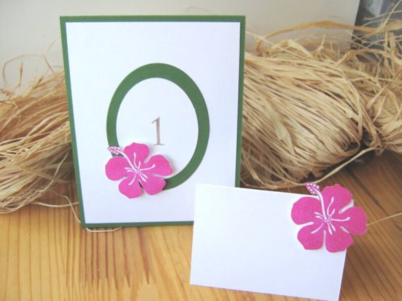Tropical Wedding Table Numbers, Hibiscus, Hawaii Wedding Table Numbers ...