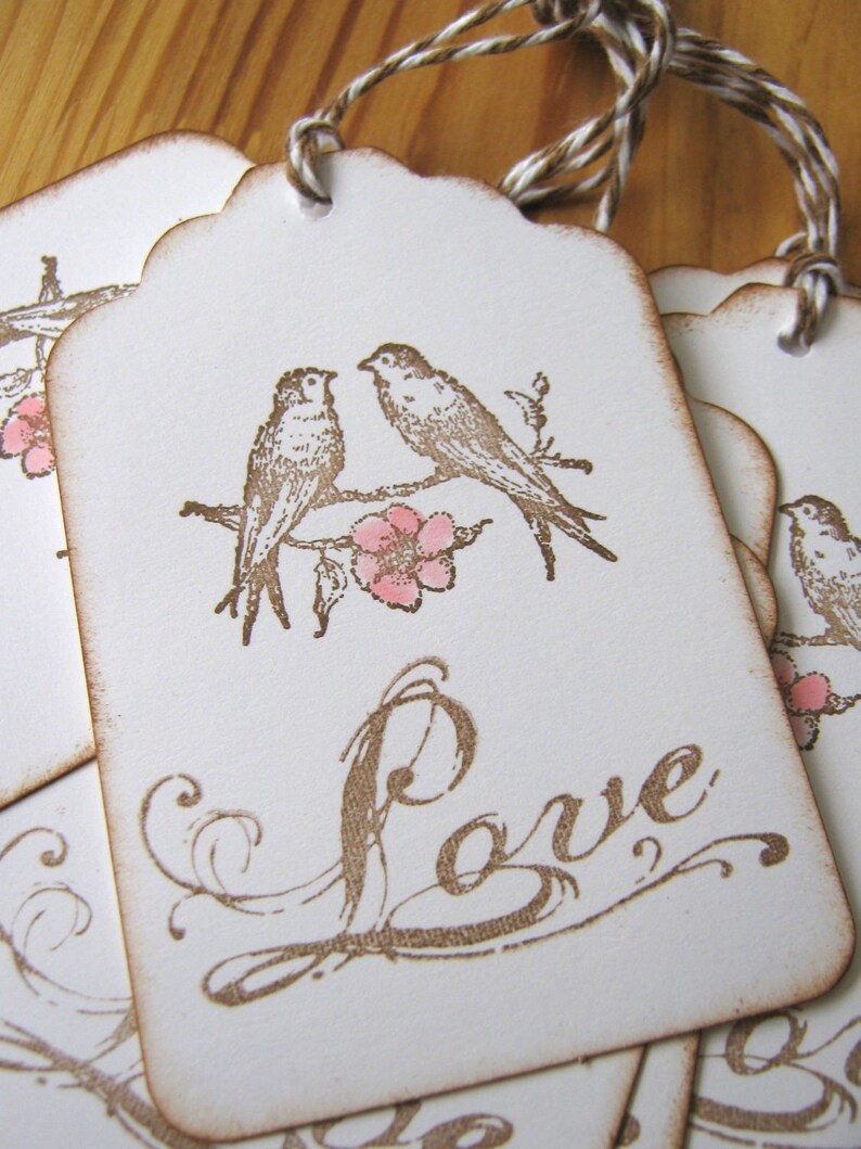 Wedding Wish Tags, Love Birds, Pink - Etsy