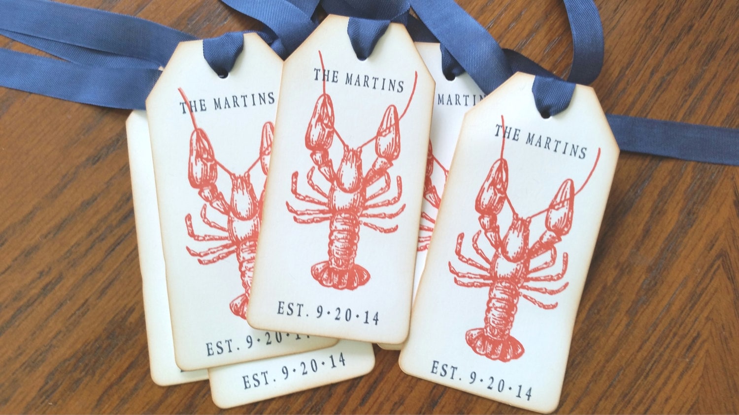 Lobster Gift Tags, Lobster Wedding Tags, Est 2014 Gift Tags, Wedding ...