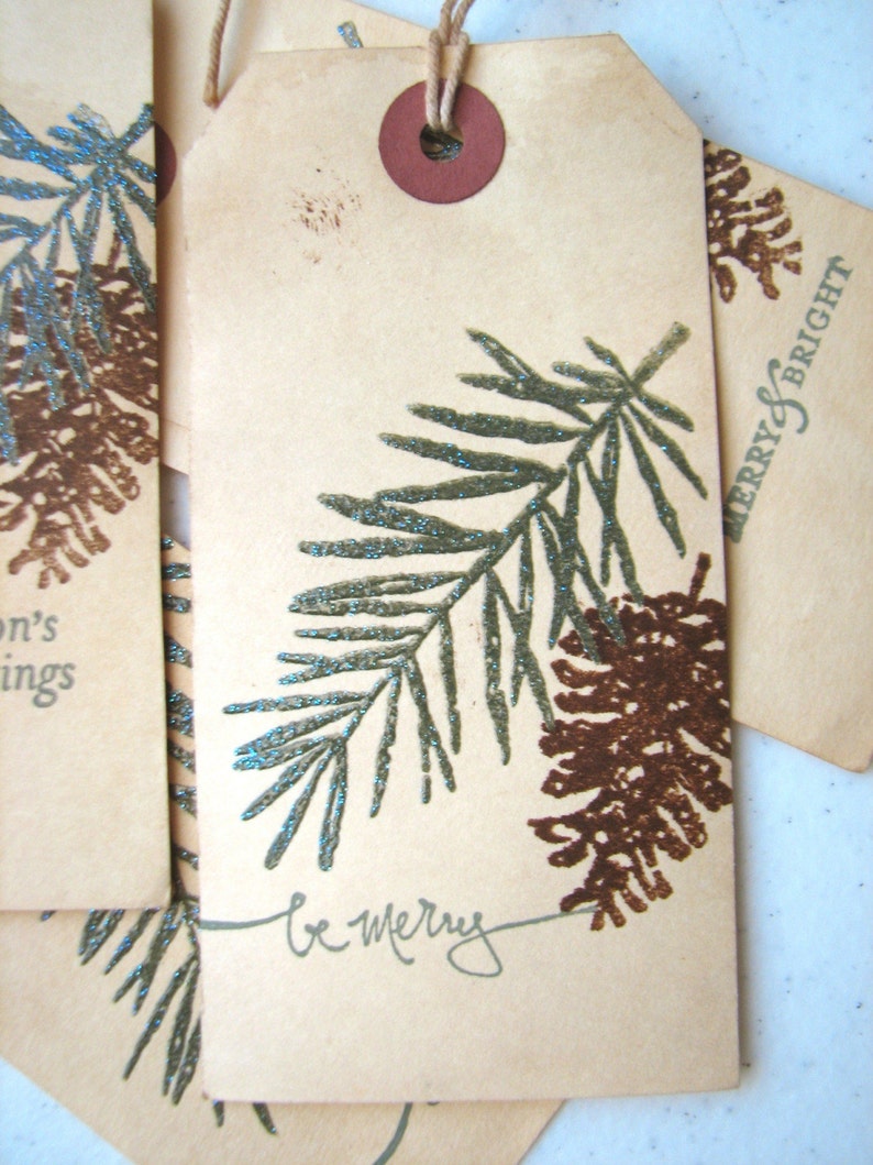 Christmas Gift Tag Pine Tree Pine Cone Woodland Gift Tag - Etsy