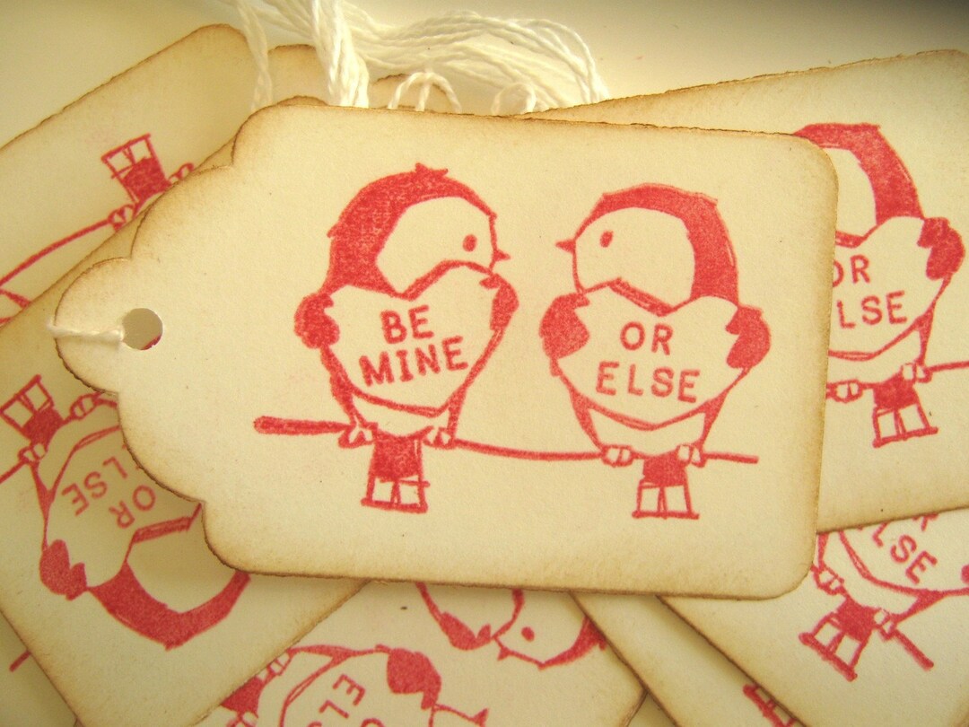 Red Valentine Lovebird Gift Tags - Etsy