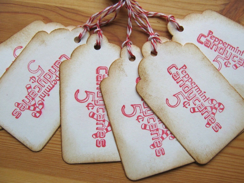 Candy Cane Christmas Gift Tags, Red - Etsy